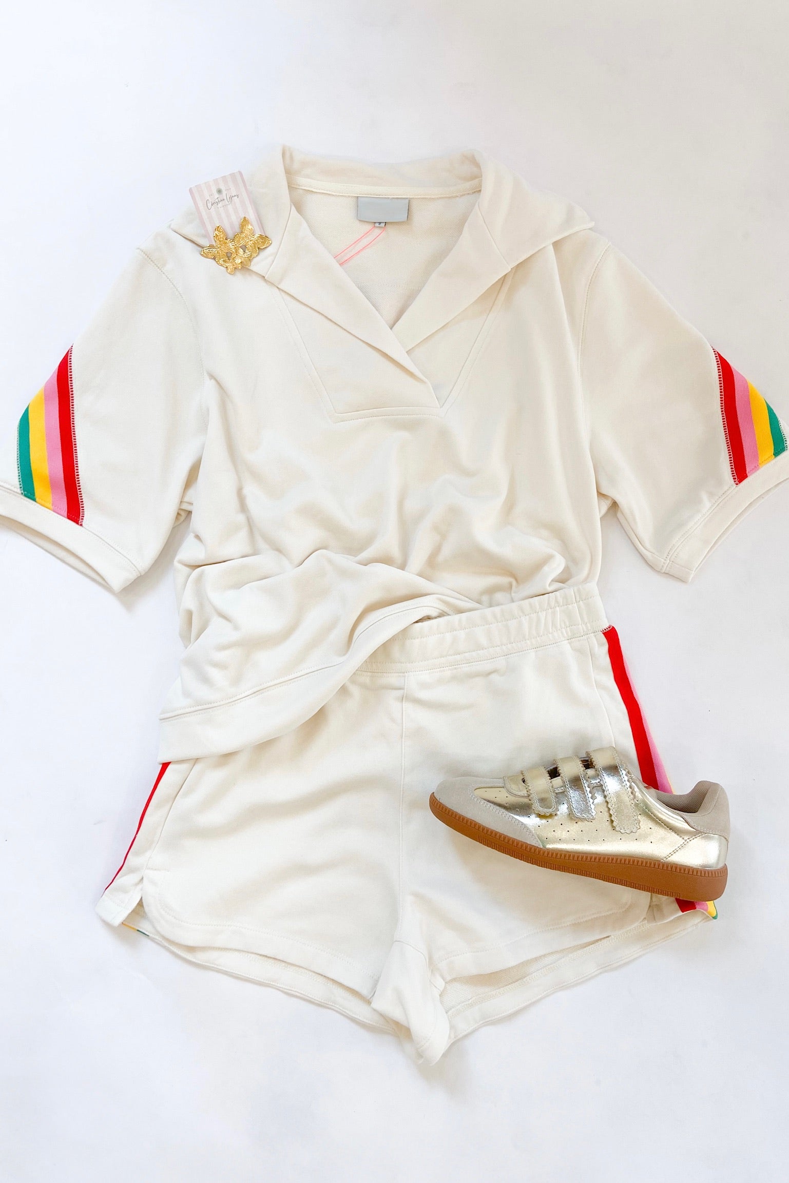 Rainbow Track Suit Pullover Ivory